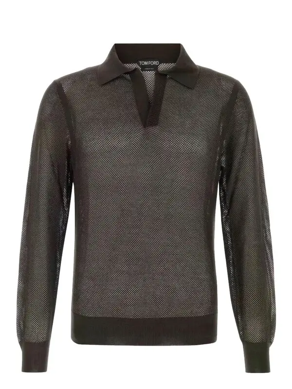 TOM FORD Long-sleeved Mesh T-shirt - Brown