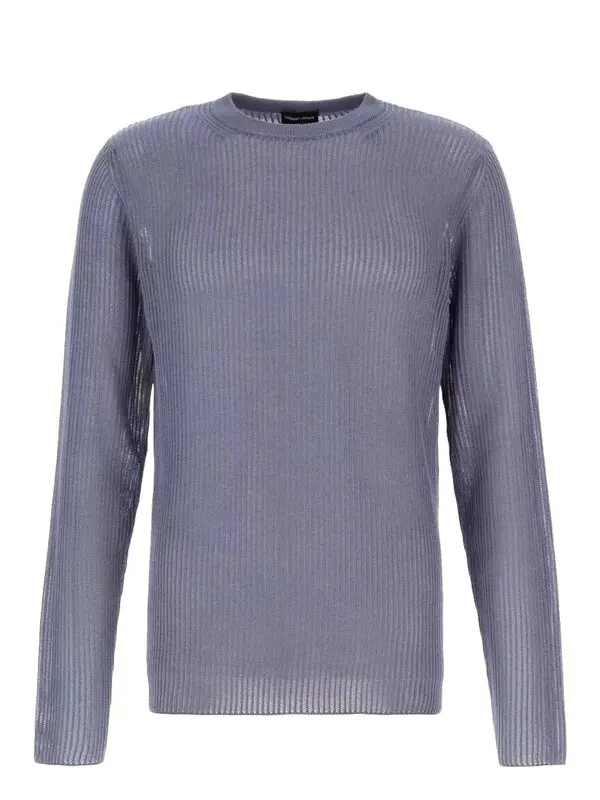 Giorgio Armani Ribbed Knit Sweater - Purple