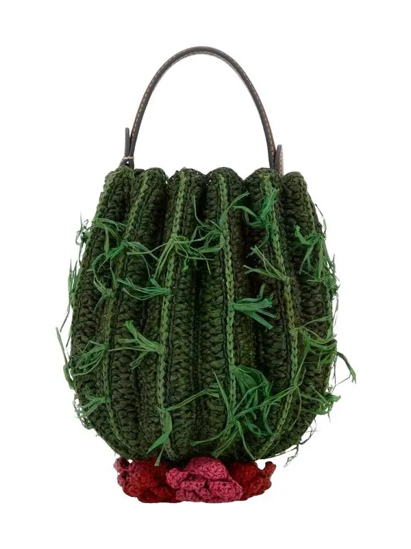 ANYA HINDMARCH Cactus Raffia Tote Bag - Green