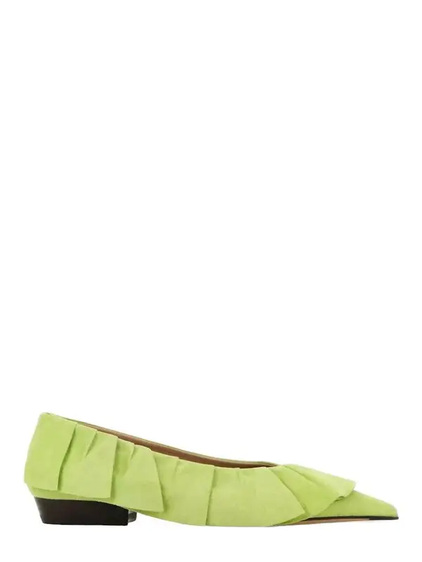 JW Anderson Ruffled Suede Ballet Flats - Green