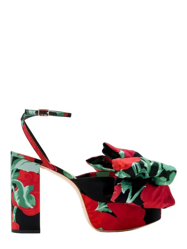 LOEFFLER RANDALL Floral Platform Sandals - Black