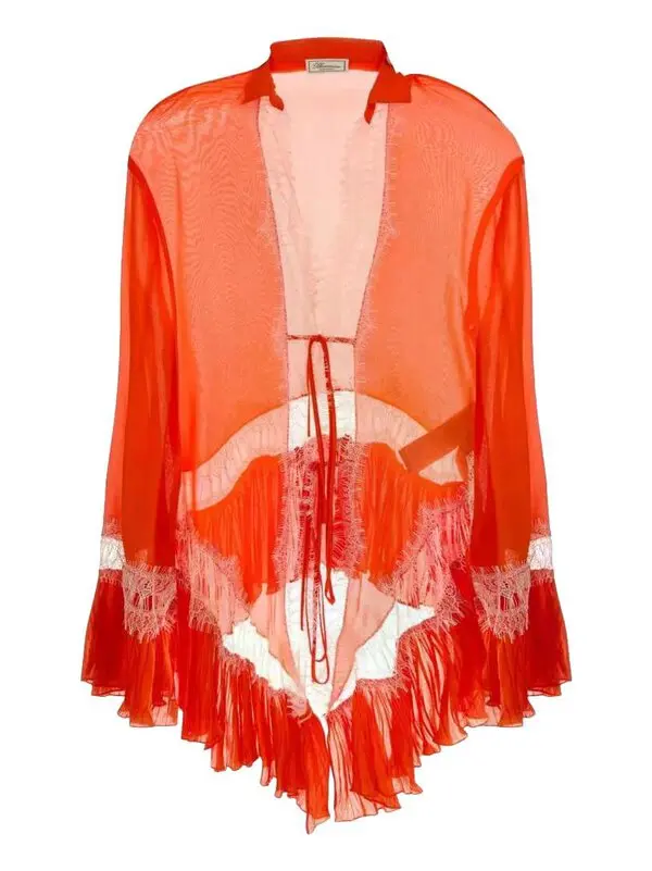 Blumarine Lace Ruffled Blouse - Orange