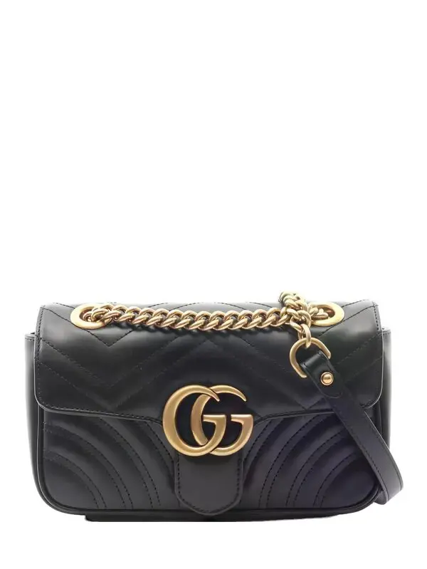 Gucci 2010s Gg Marmont Quilted Leather Shoulder Bag - Black