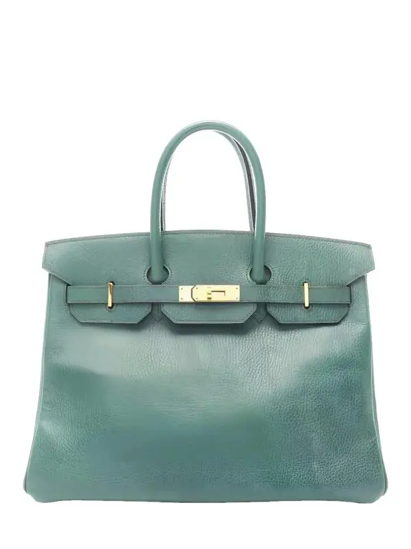 Hermès 1994 Birkin 35 Vert Vengal Ardennes Leather Tote - Green