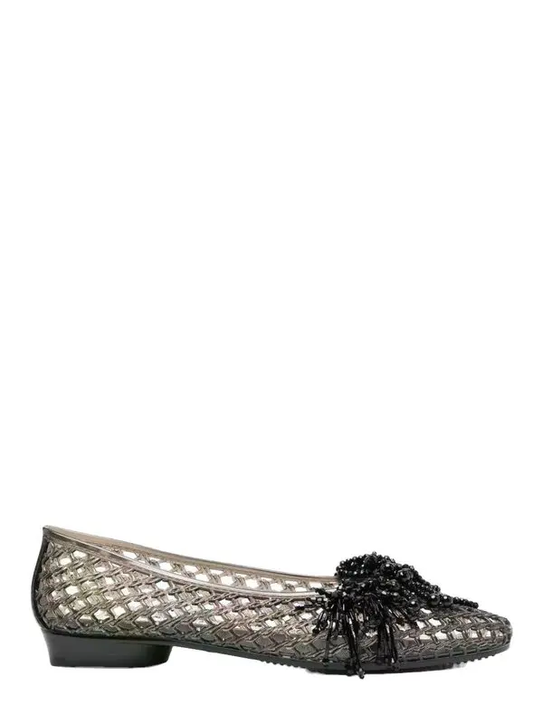 HEAVENLY JELLY Beaded Tassel Ballet Flats - Black