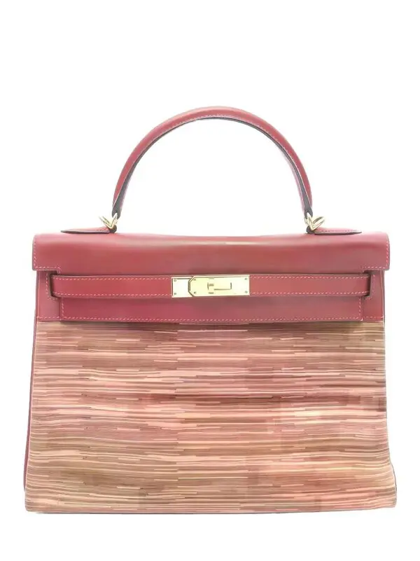 Hermès 2001 Kelly 32 Vibrato Veau Chamonix Tote Bag - Red