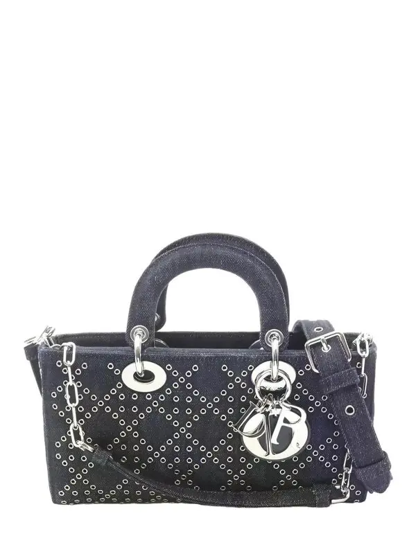 Dior 2010s Lady D-joy Studded Denim Tote - Blue