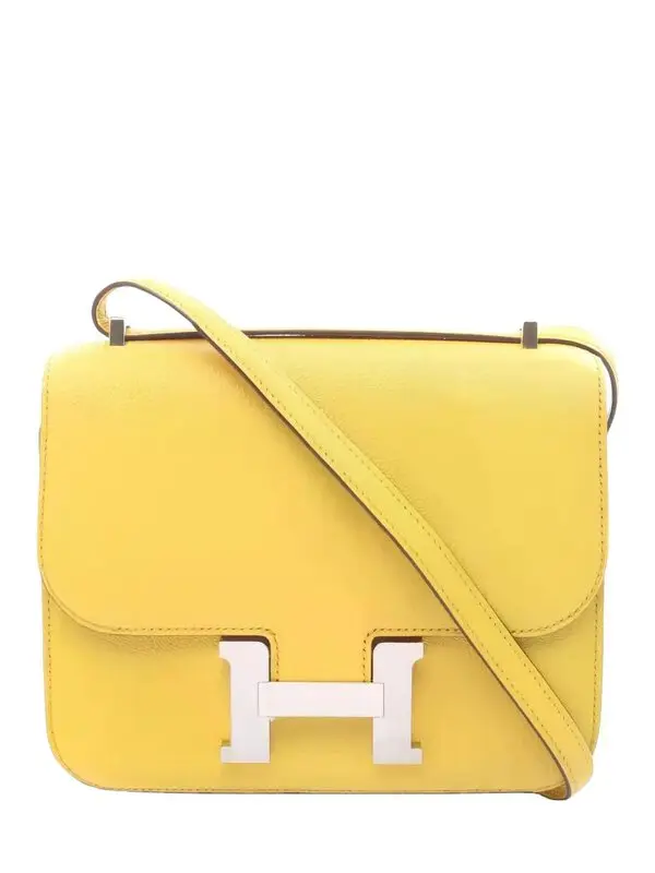 Hermès 2023 Mini Constance 3 Silver Hardware Shoulder Bag - Yellow