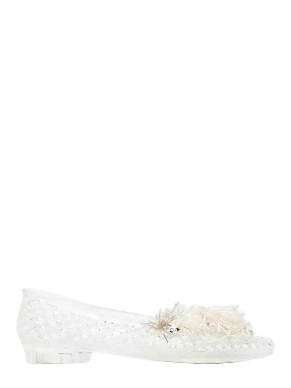 HEAVENLY JELLY Floral Embellished Ballet Flats - White