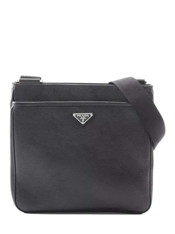 Prada 2010s Vitello Leather Crossbody Bag - Black