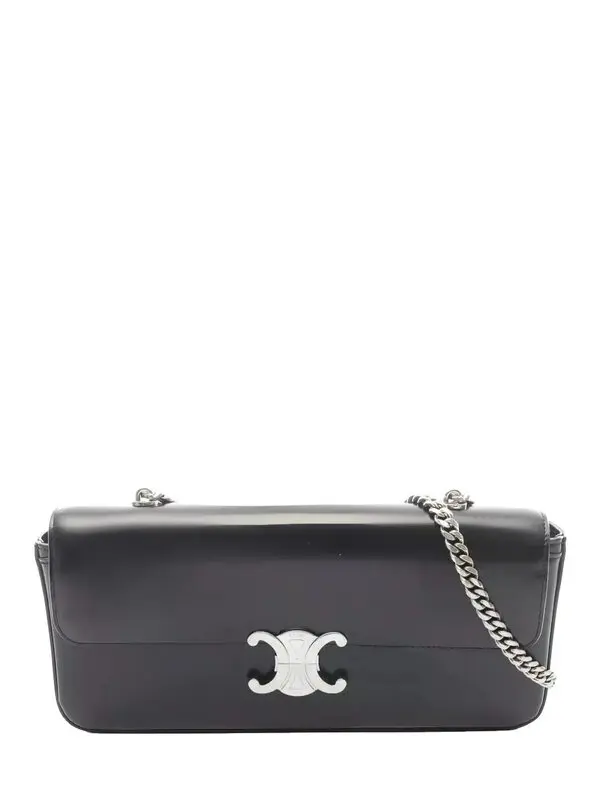 Celine 2010s Triomphe Chain-strap Shoulder Bag - Black