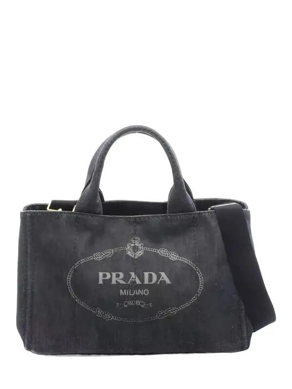 Prada Canapa Logo Tote - Blue