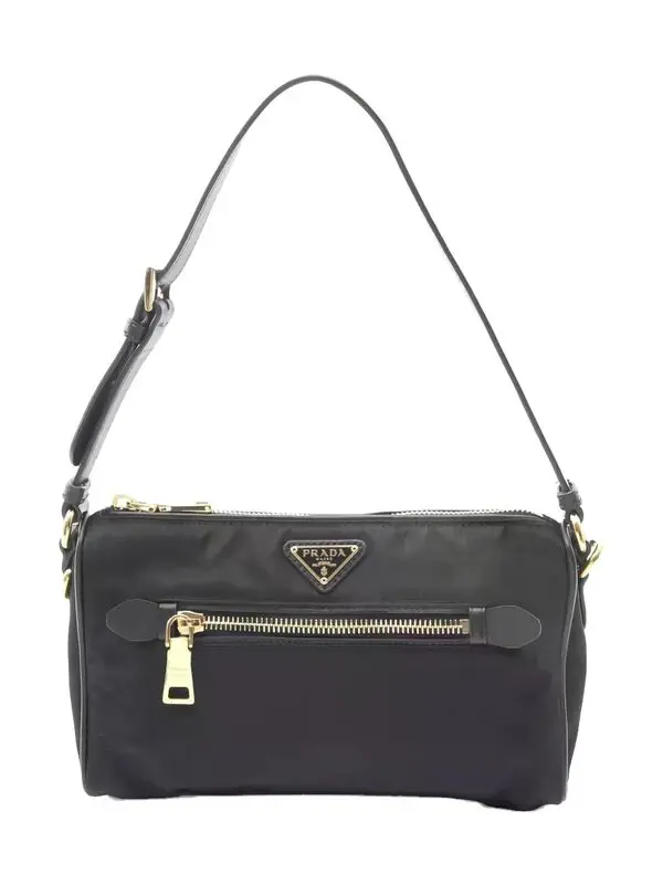 Prada 2010s Logo Shoulder Bag - Black