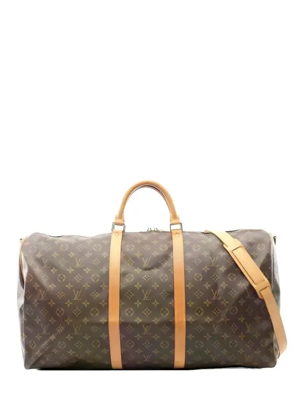 LOUIS VUITTON 1996 Keepall Bandouliere 60 Monogram Travel Bag - Brown
