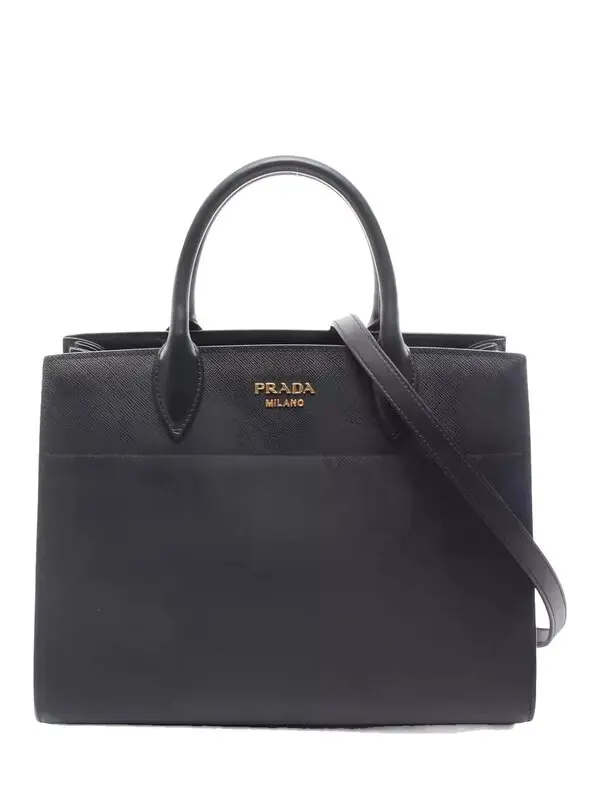 Prada 2010s Saffiano City C Leather Handbag - Black