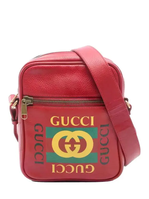 Gucci 2010s Printed Leather Shoulder Bag - Red