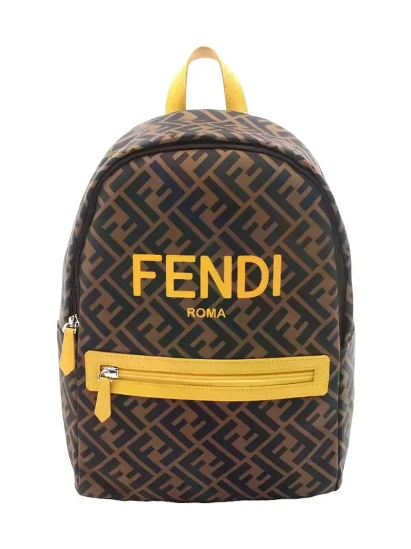 Fendi 2010s Zucca Leather Backpack - Black