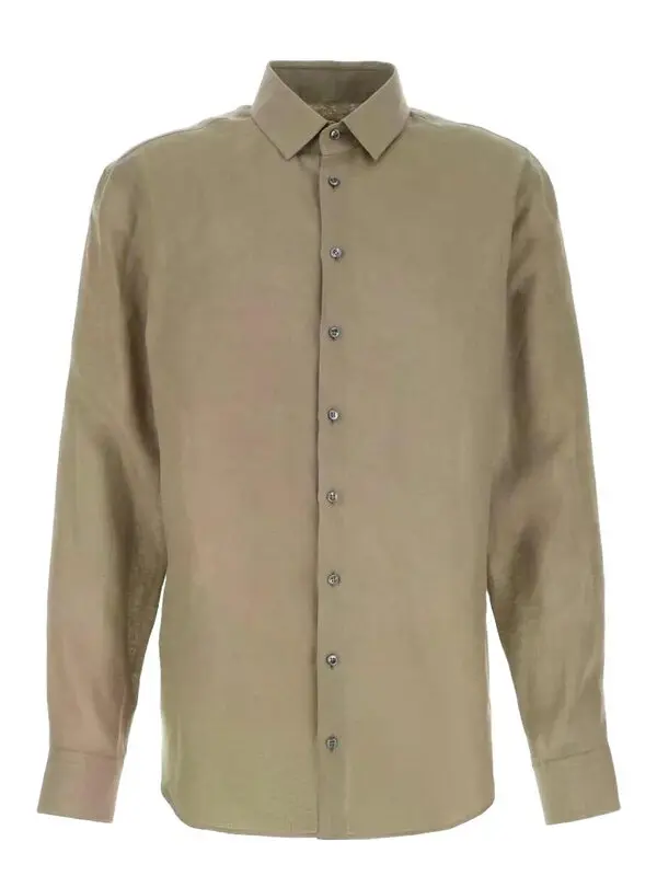Giorgio Armani Dove Grey Linen Shirt - Neutrals