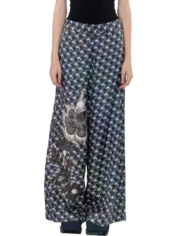 Biyan Printed Wide-leg Trousers - Grey