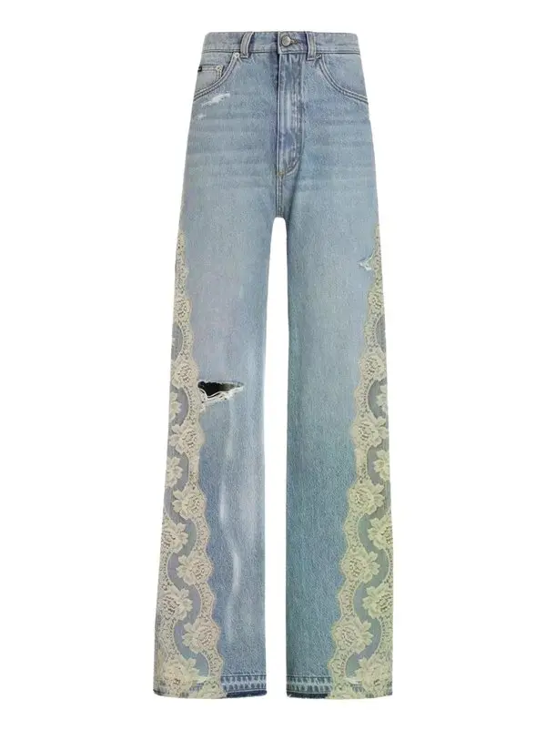 Dolce & Gabbana Lace-panelled Jeans - Blue
