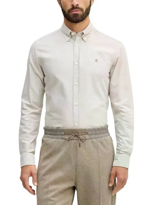 BOSS Buttoned Logo Shirt - Neutrals