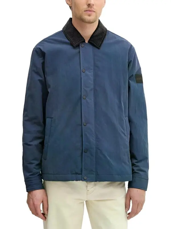 BOSS Patch Jacket With Corduroy Collar - Blue