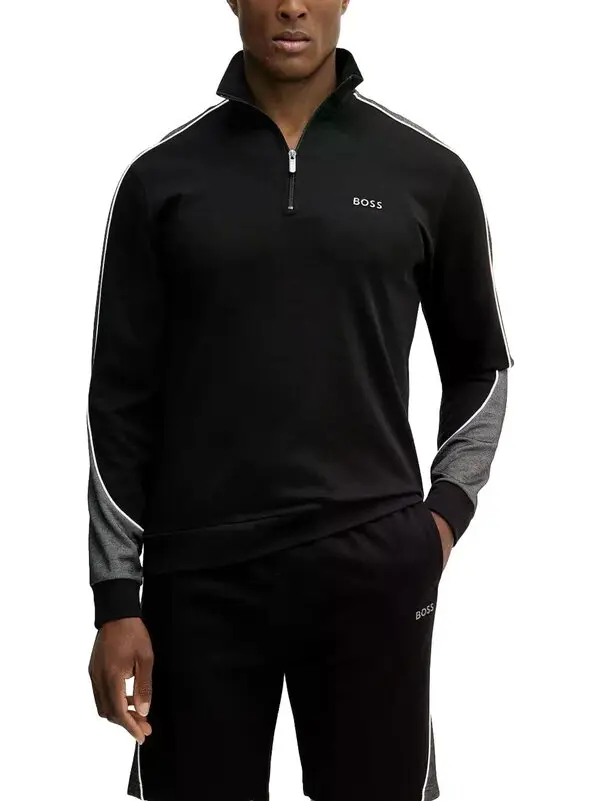 BOSS Striped Zip-up Sweatshirt - Black