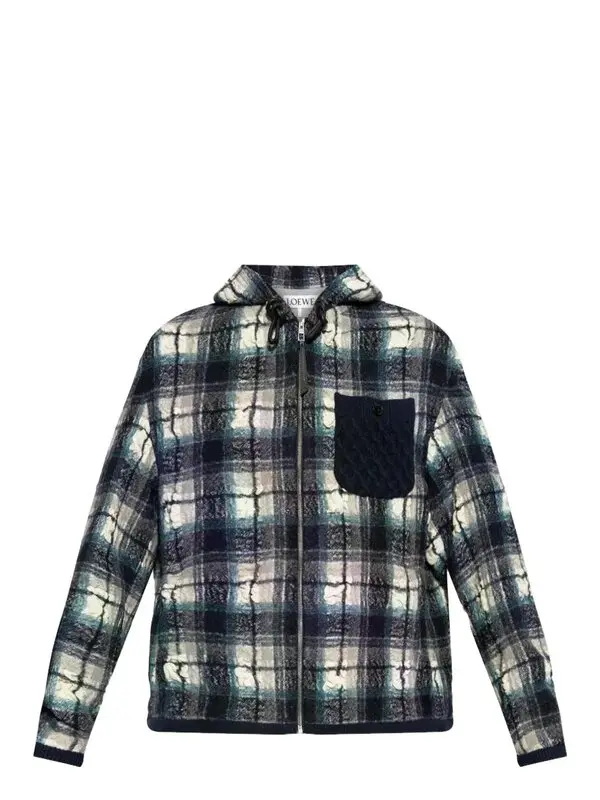 Loewe Plaid Pocket Hooded Jacket - Blue