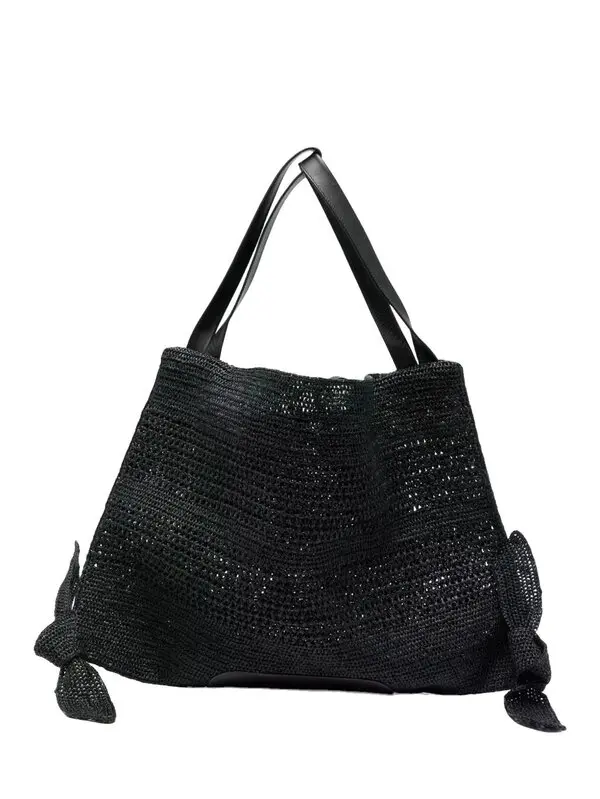 Hereu Raffia Knot-detail Shoulder Bag - Black