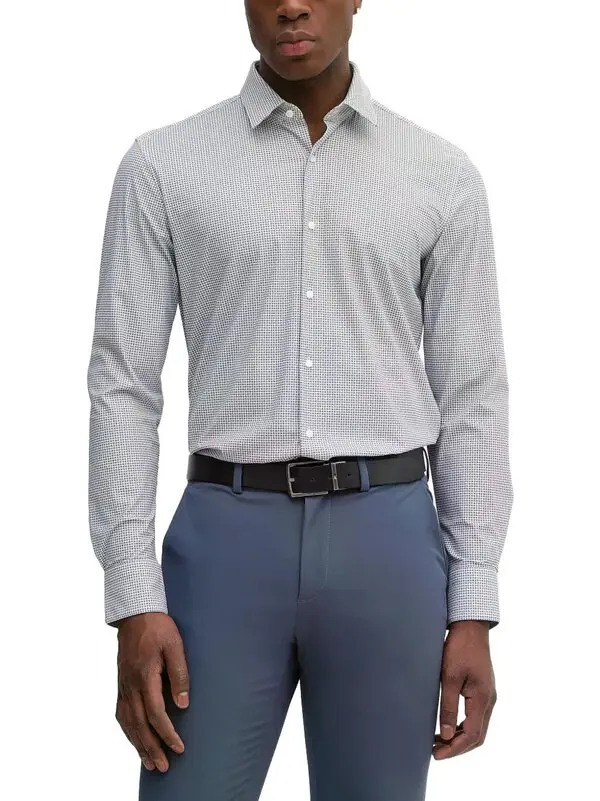 BOSS Buttoned Patterned Shirt - White