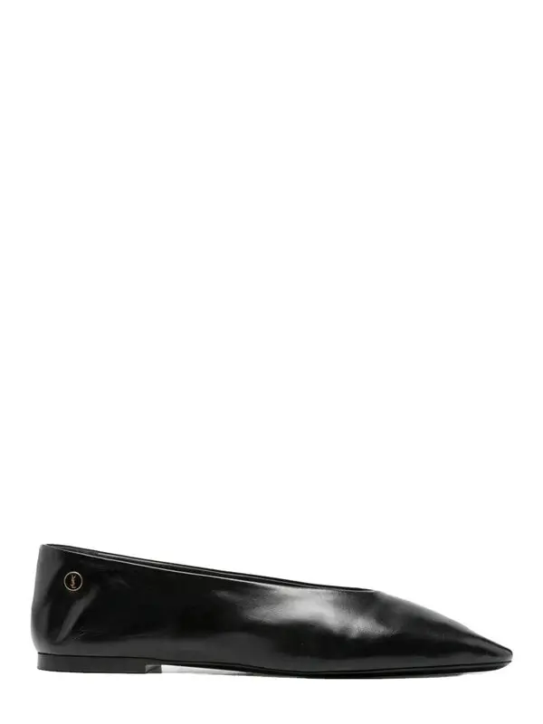 Saint Laurent Pointed Toe Leather Loafers - Black