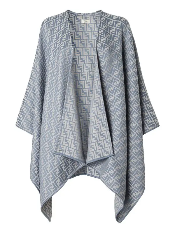 Fendi Wool And Silk Poncho - Baby Blue