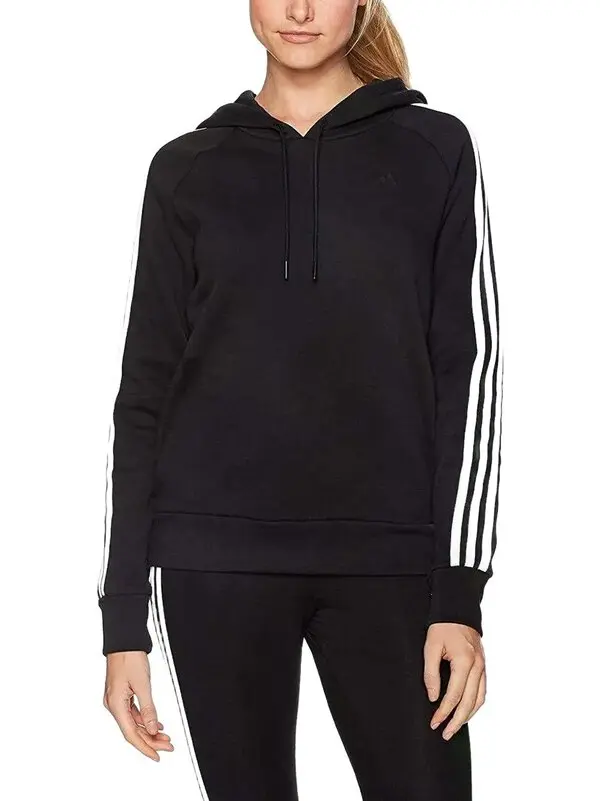 Adidas Three Stripe Fleece Hoodie - Black