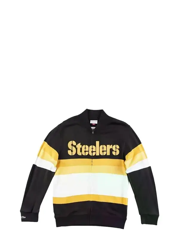 Mitchell & Ness Nfl Pittsburgh Steelers Stripe Full-zip Sweater - Black