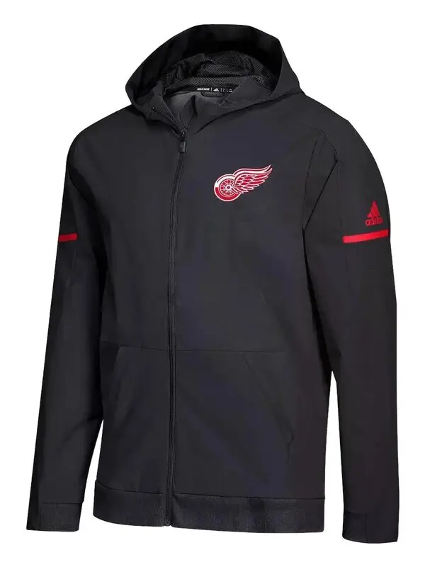 Adidas X Nhl Detroit Red Wings Zip Hooded Jacket - Black