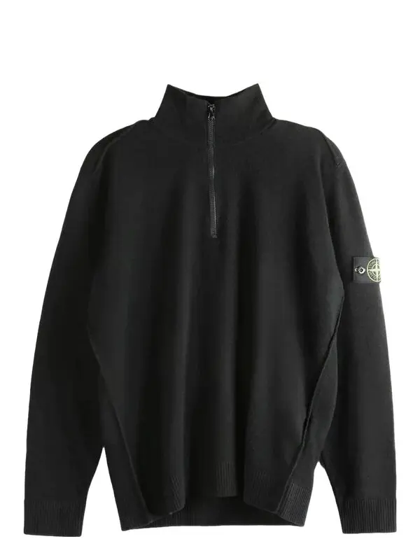Stone Island Zip Fastening Sweater - Black