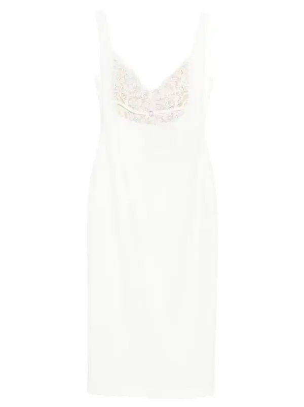 NISSA Lace Midi Dress - White