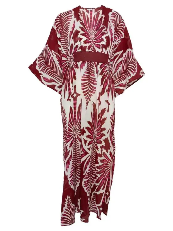 Poupette St Barth V-neck Floral-print Midi Dress - Red