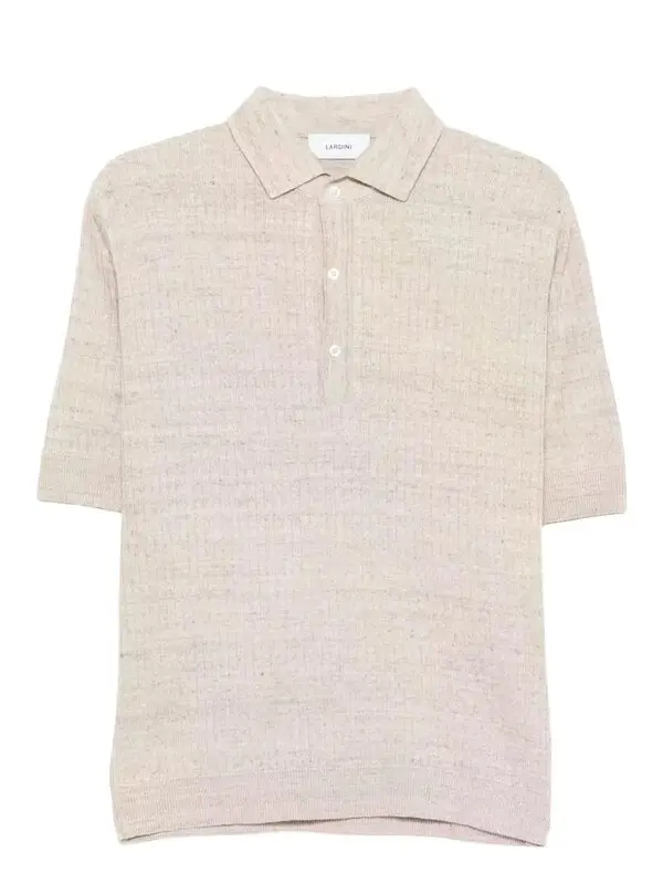 LARDINI Buttoned Ribbed Polo Shirt - Neutrals