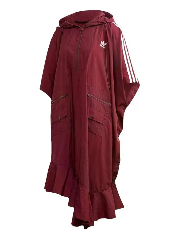 Adidas Hooded Ruffled Poncho - Red