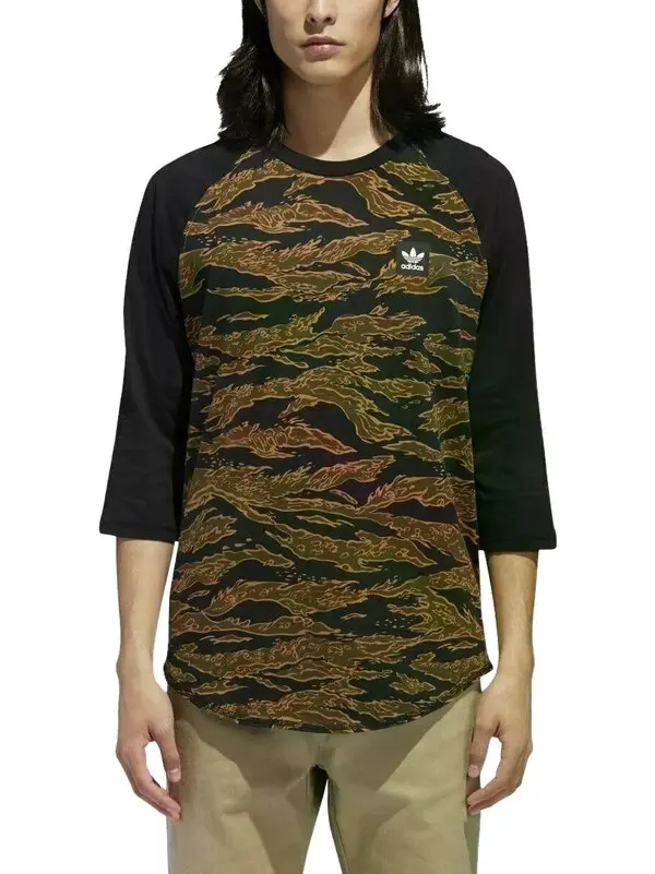Adidas Camouflage-print Raglan-sleeve T-shirt - Black