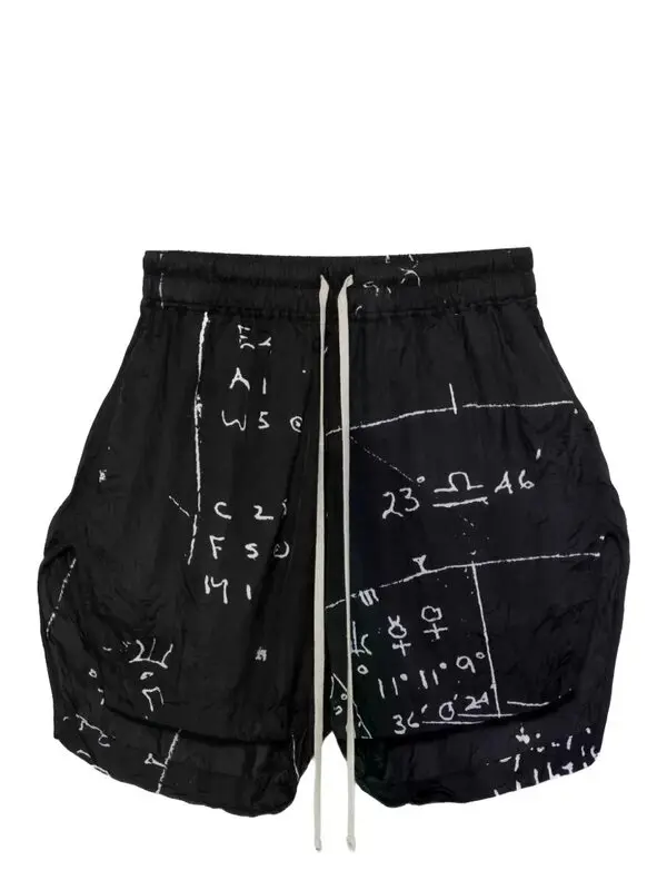 Rick Owens Drawstring Printed Shorts - Black