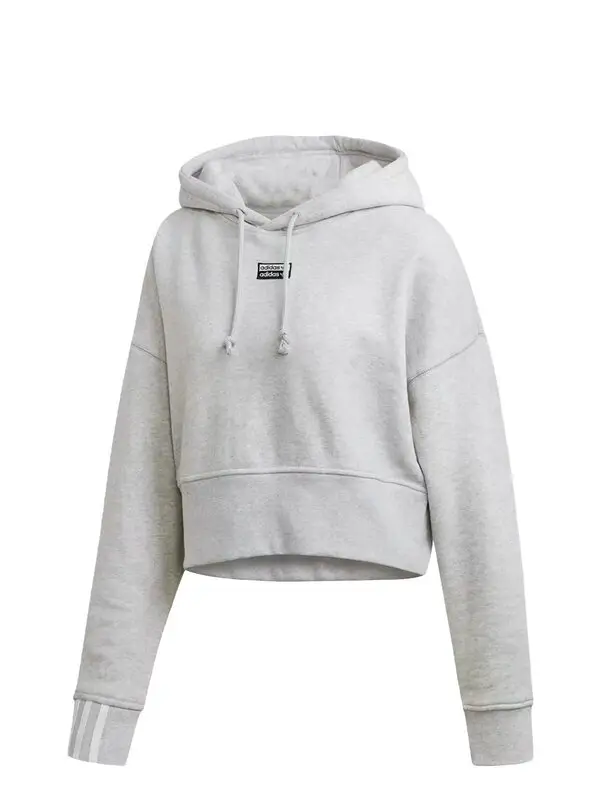 Adidas 3-stripes Cropped Hoodie - Grey