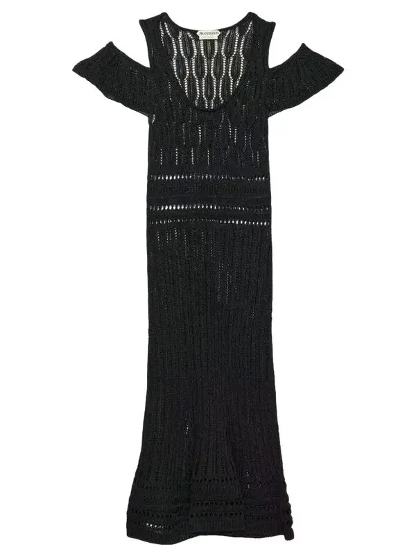 JW Anderson Knitted Cold-shoulder Midi Dress - Black