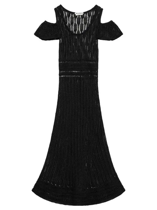 JW Anderson Knitted Cold-shoulder Midi Dress - Black