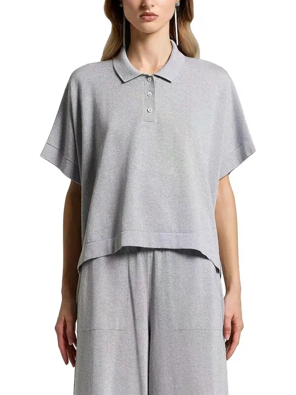 Peserico Buttoned Short-sleeve Polo Top - Grey