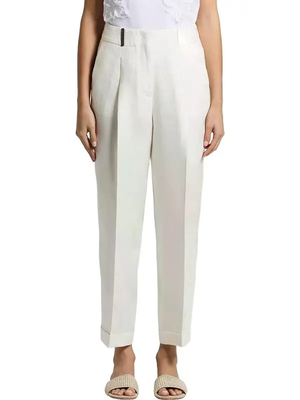 Peserico Cuffed Pleated Trousers - White