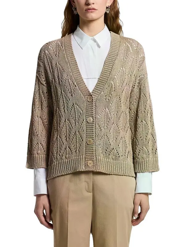 Peserico Sequined Cordonet Cardigan - Neutrals