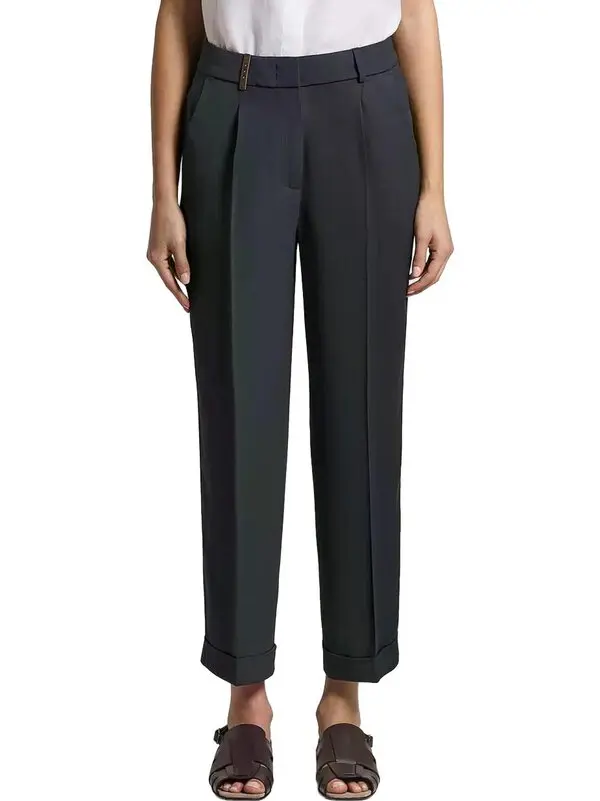 Peserico Pleated Cuffed Trousers - Blue