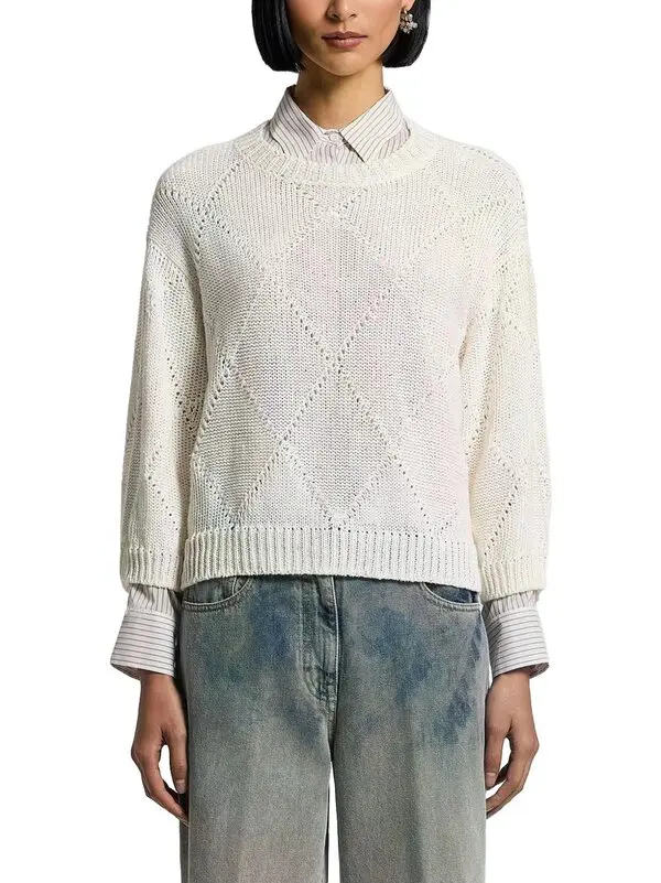 Peserico Diamond Knit Crew-neck Sweater - Neutrals